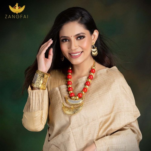 Assamese Traditional Jaapi Main Set | Black & Silver