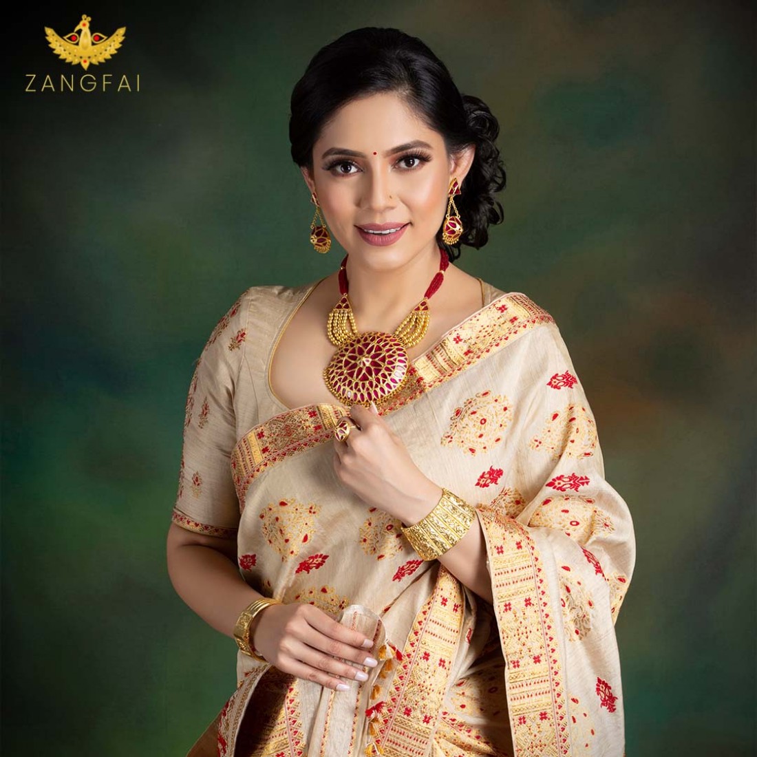 Assamese Traditional big jaapi set| pure silver base gold dipped.